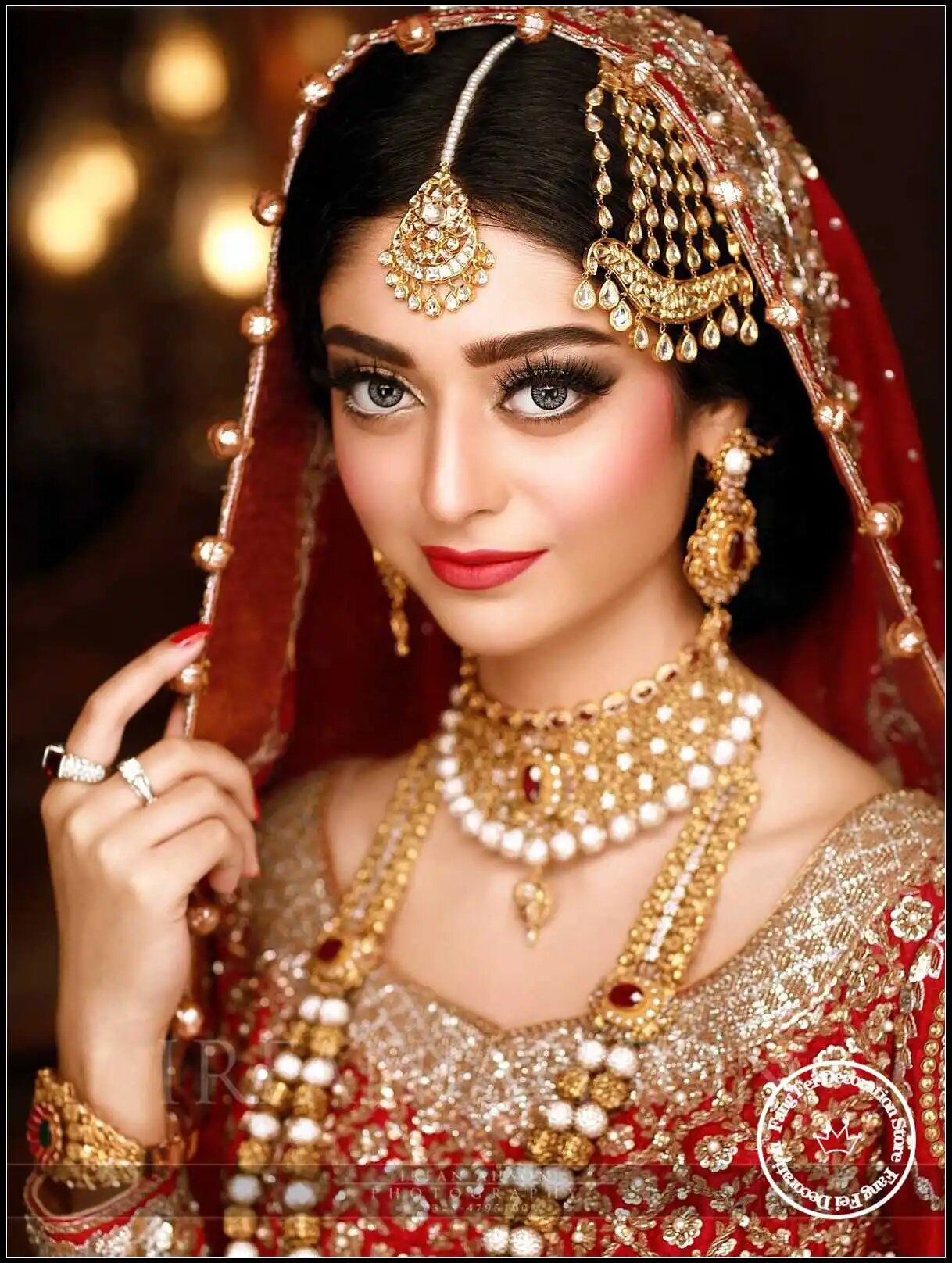 Алмазная мозаика на подрамнике "Индийская невеста" круглые бриллианты 40х50см