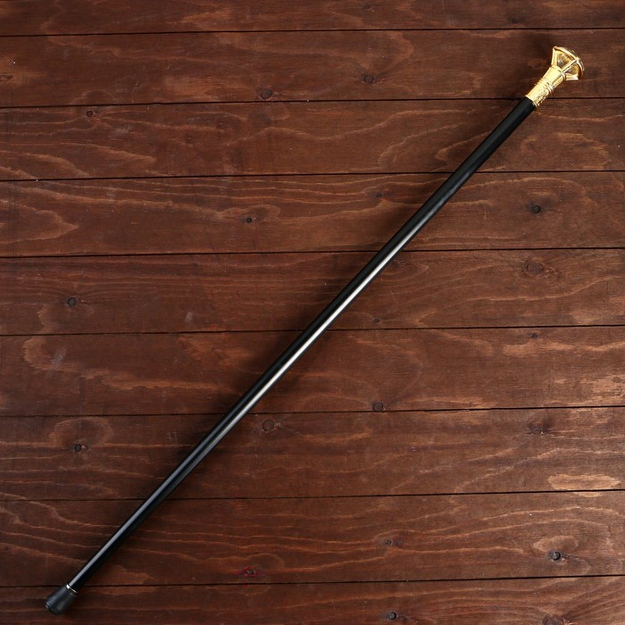 Трость Сима-ленд, с клинком, набалдашник кристалл, золотисто-черная, 30см