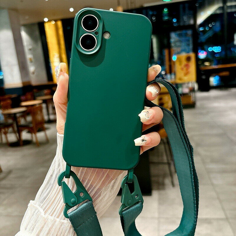 Мягкий силиконовый чехол с ремешком через плечо для iPhone 16, 15, Pro Max, 14, 13, 12, 11. Прочный защитный чехол.