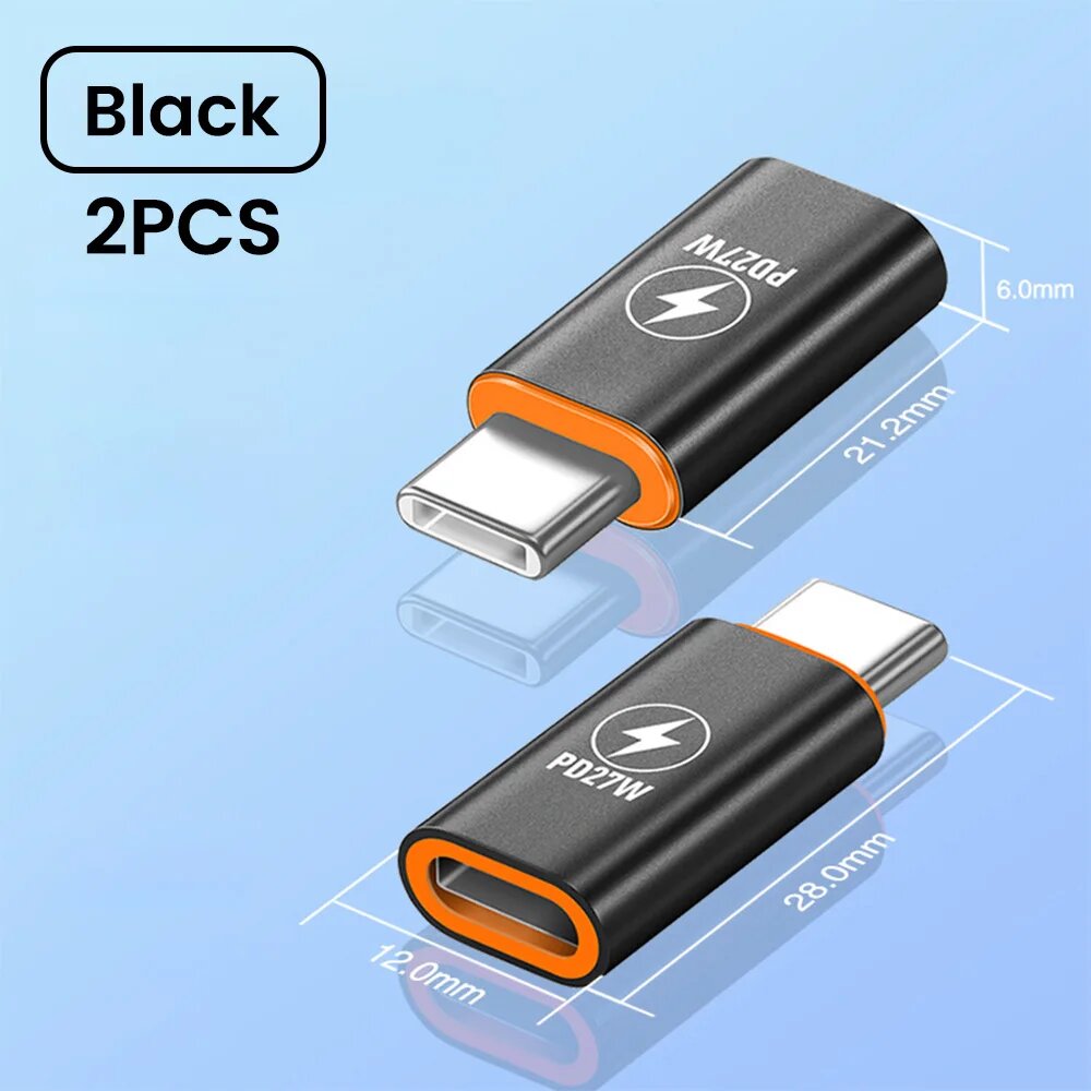 2шт. Адаптер Type-C на Lightning, черный, PD27W