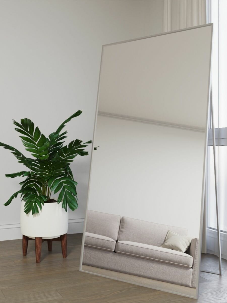 Зеркало настенное 161х80 см. BLX MIRROR интерьерное в алюминиевой раме напольное, Серебро