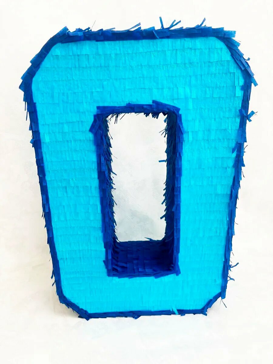 Пиньята Цифра 0 Синяя без наполнения и без биты для разбивания, Новый Год, День Рождения