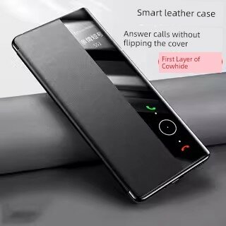 Чехол Huawei Mate 40 RS Porsche Design из наппа-текстуры цвет Темно-черный полная защита от падений откидная крышка