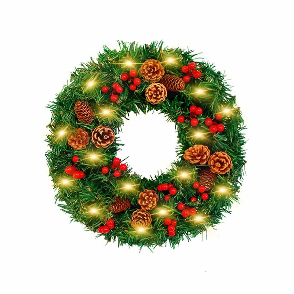 Рождественская декоративная гирлянда-гирлянда из сосновых шишек с нагревательной лампой длиной 30 см