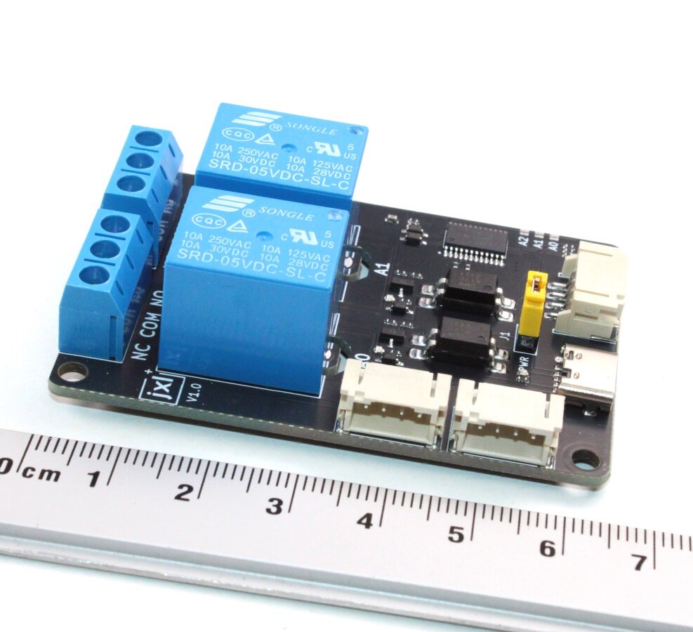 XL9535-K2V5 2 канала, Модуль расширяемого реле, JXL, (Uпит=5VDC, Imax=10A, I2C)
