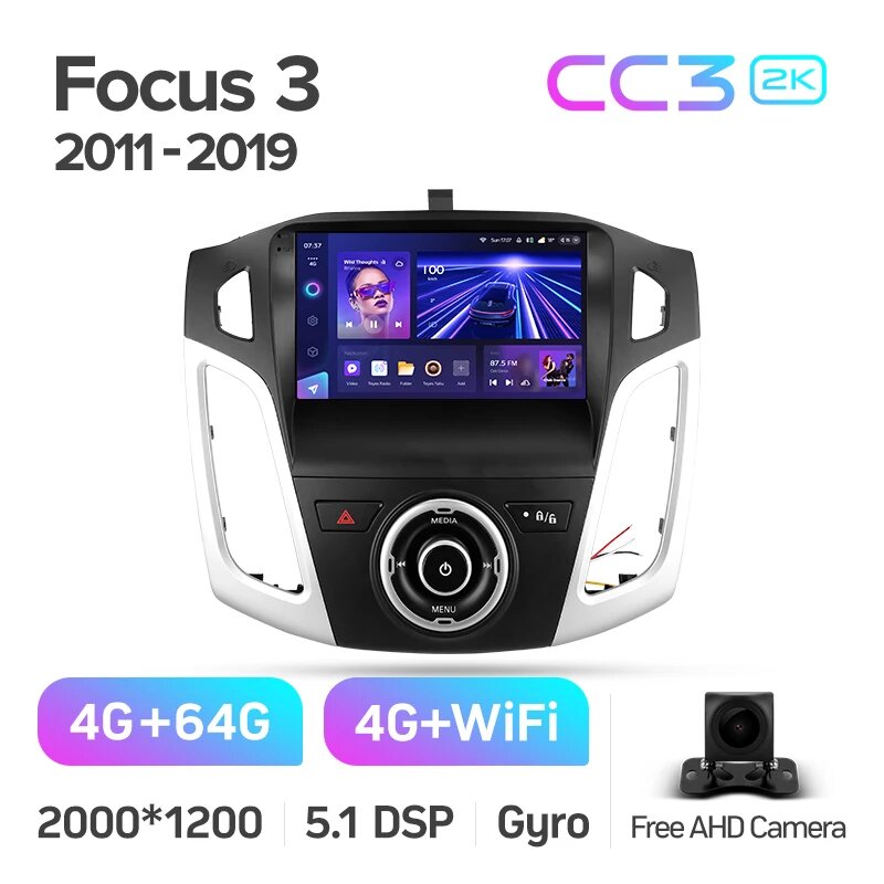 TEYES Тиайс CC3 2K Штатная магнитола For Форд Фокус 3 For Ford Focus 3 Mk 3 2011 - 2019 до 8-ЯДЕР, до 6 + 128ГБ 27EQ + DSP автомагнитола 2 DIN DVD GPS android 10 мультимедиа автомобиля головное устройство Focus 3 CC3 2K 64G