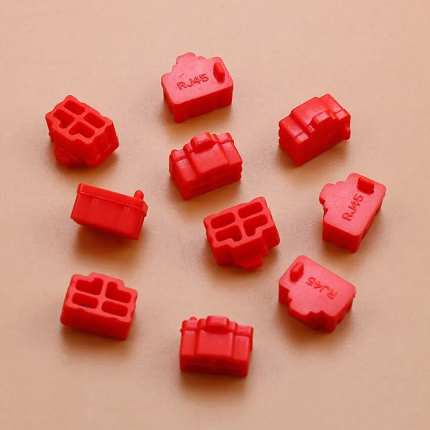 Защитные заглушки RJ45, 10 шт, Red