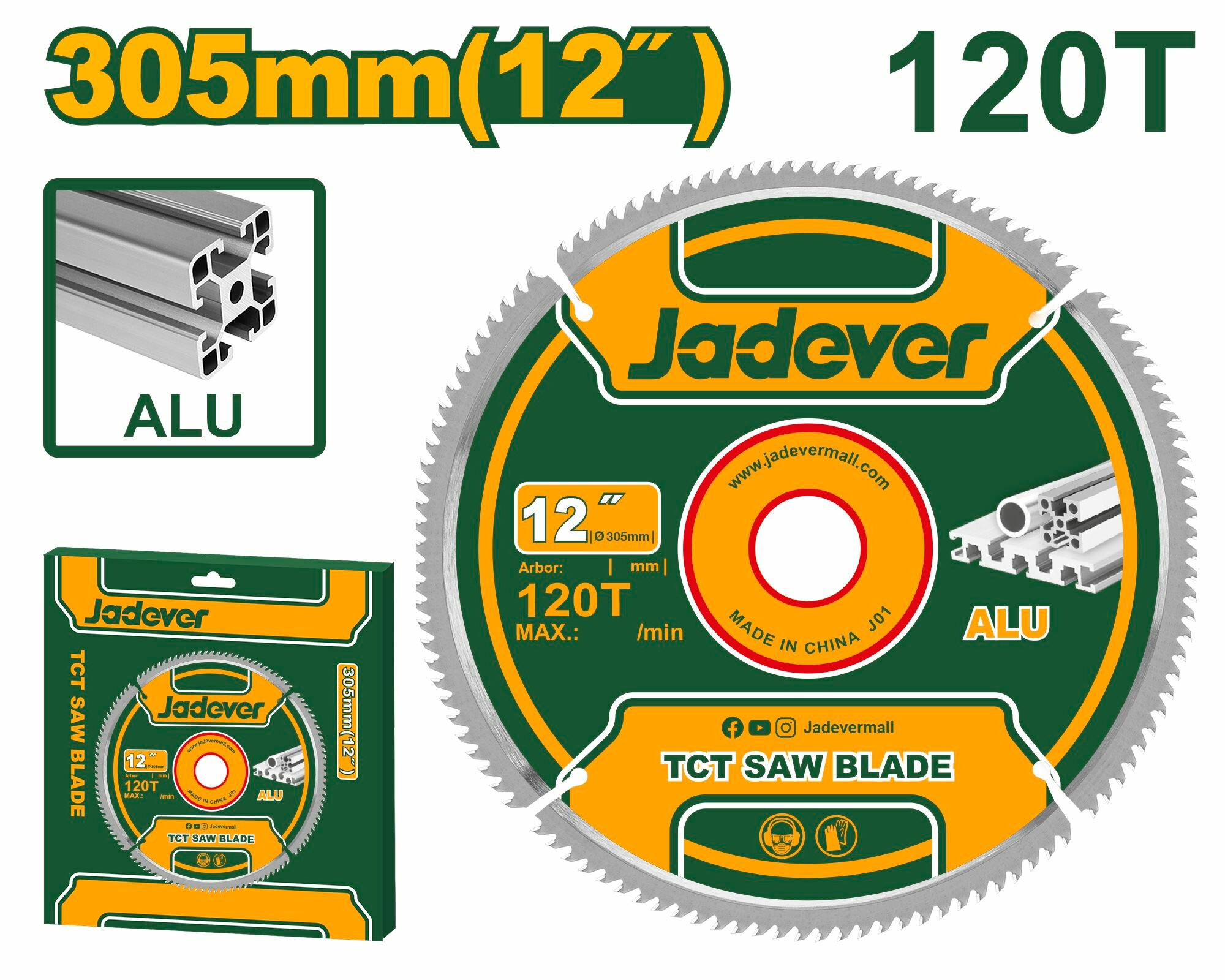 Диск пильный по алюминию 305*30мм 120зубов JADEVER JDTC2K06