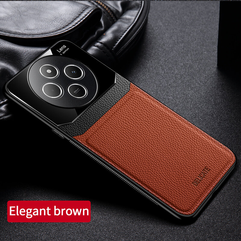 Чехол Для Redmi 14C/Poco C75/Сяоми Поко C75, soft touch, чехол-кардиомонитор, искусственная кожа, поликарбонат (PC), защита камеры, ударопрочный, усиленные углы, Xiaomi, Redmi 14C, Poco C75, brown,