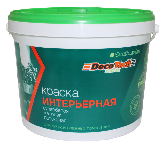 Краска DecoTech ECO интерьерная латексная супербелая матовая 14кг