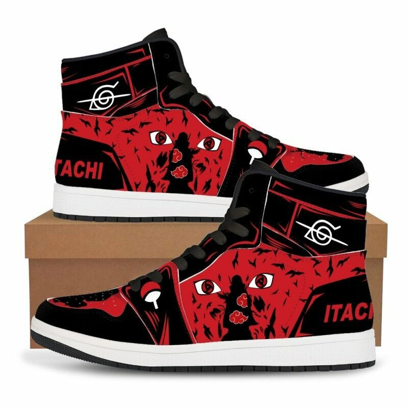 Спортивные повседневные кроссовки в стиле аниме Наруто, баскетбольные кроссовки с принтом, изготовленные своими руками, отдельные кроссовки.