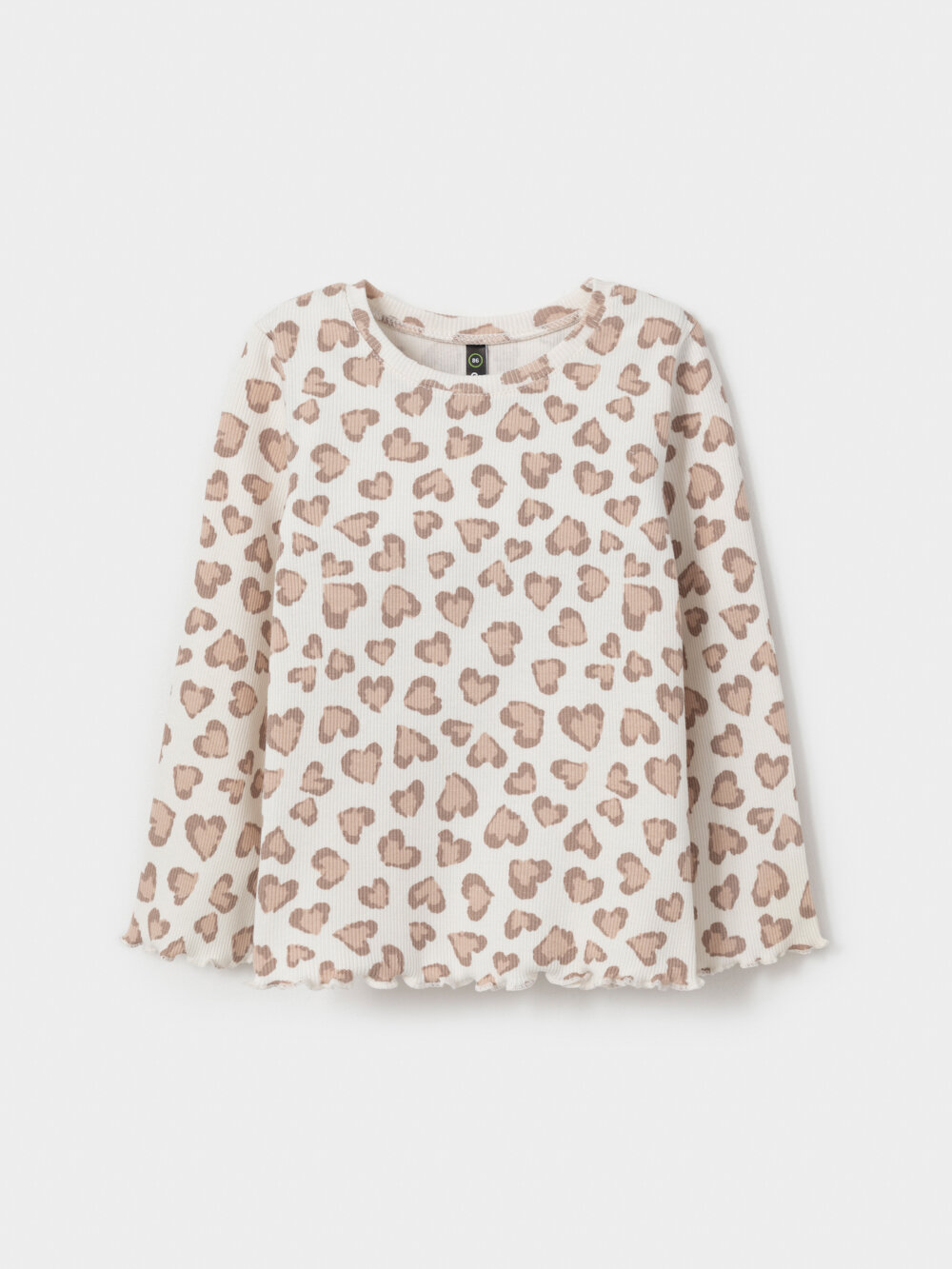 Лонгслив в рубчик с принтом для девочки