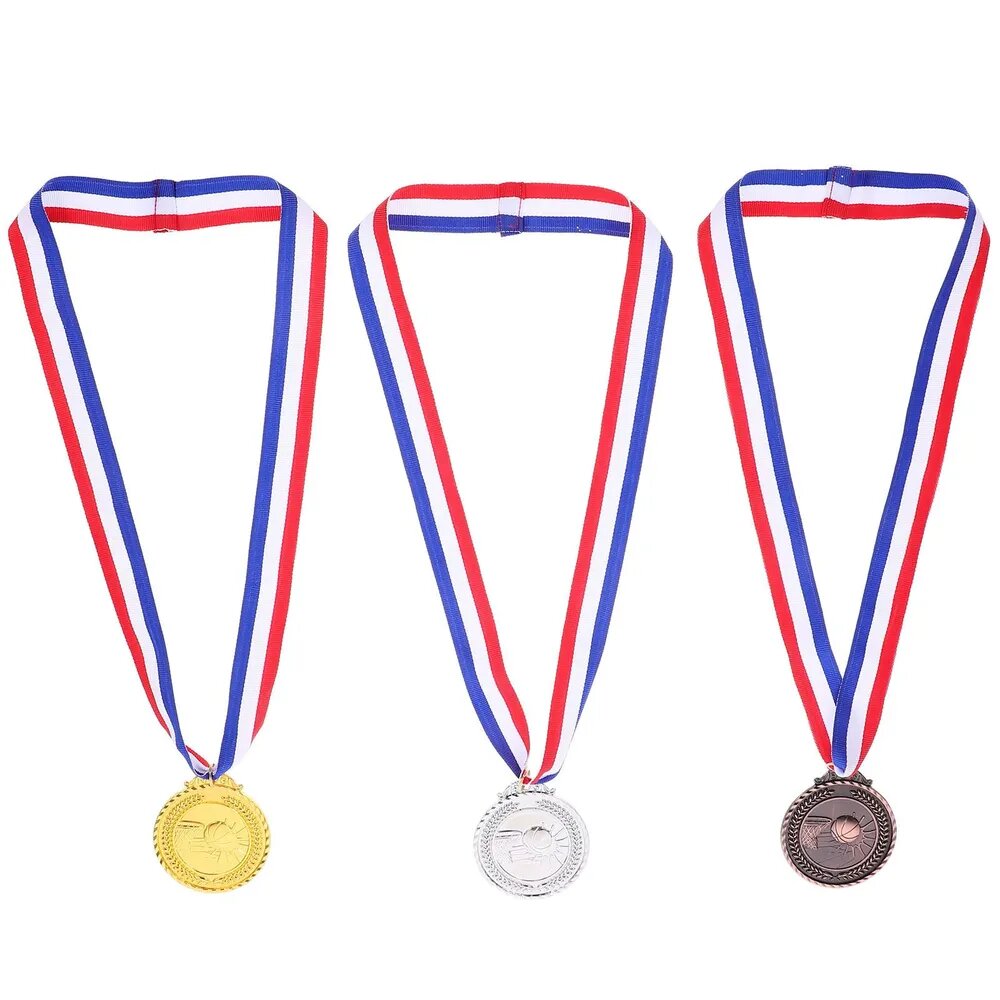 Набор спортивных медалей из цинкового сплава для награждения, 3 шт, разноцветные