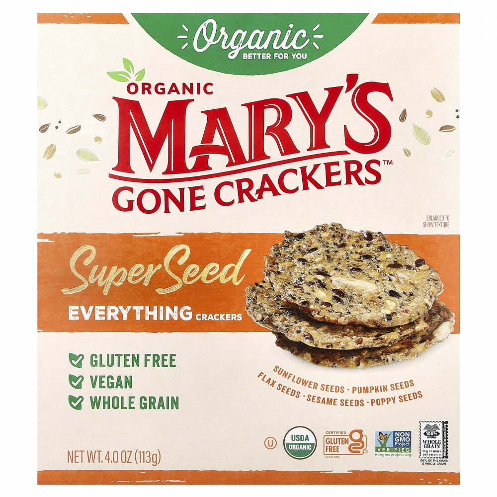 Mary's Gone Crackers, органические крекеры из суперсемена, Everyone 113 г (4 унции)