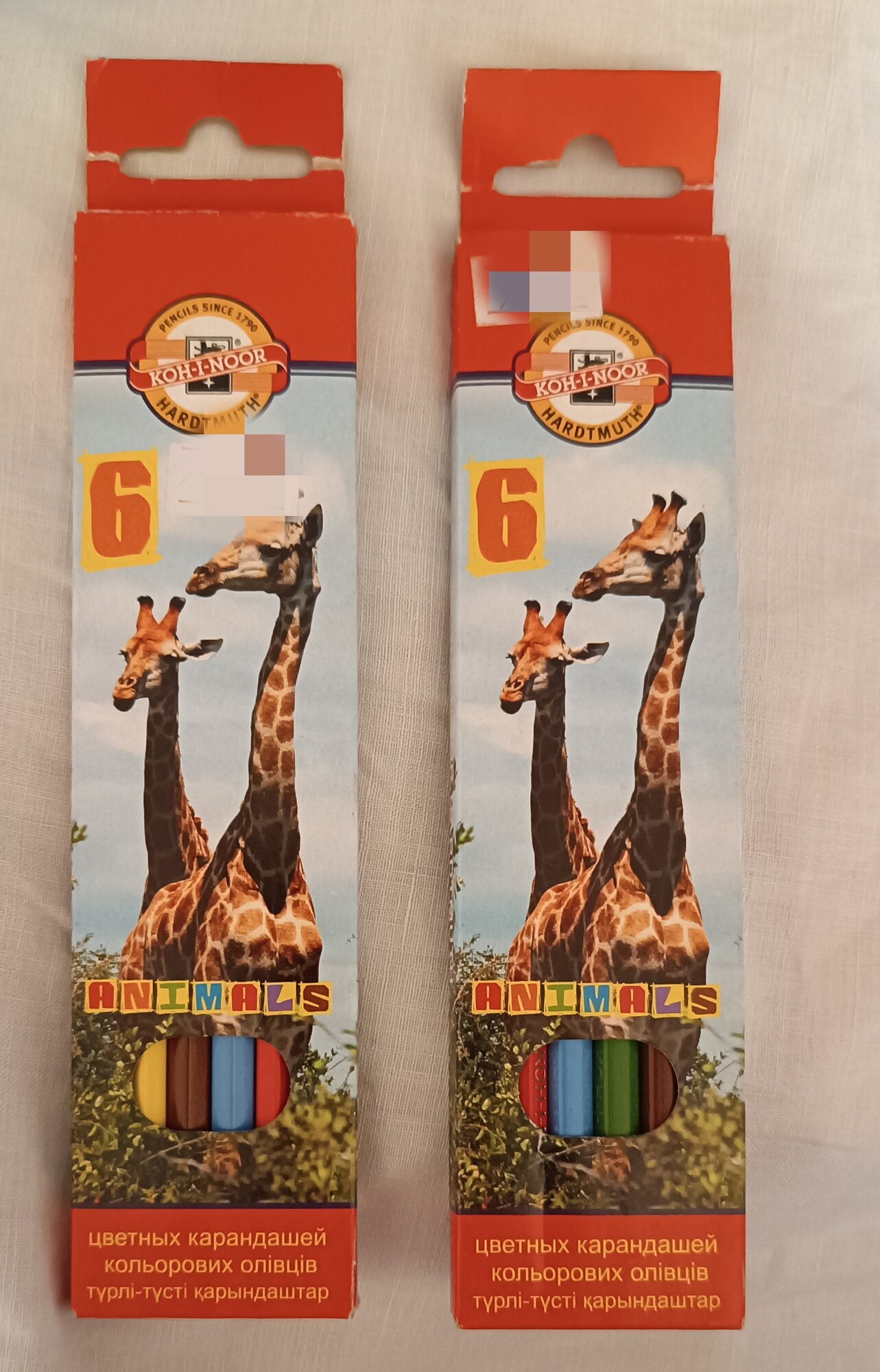 Карандаши 6 цветов Koh-I-Noor 3551, "Животные", европодвес 823962 . комплект из 2 наборов