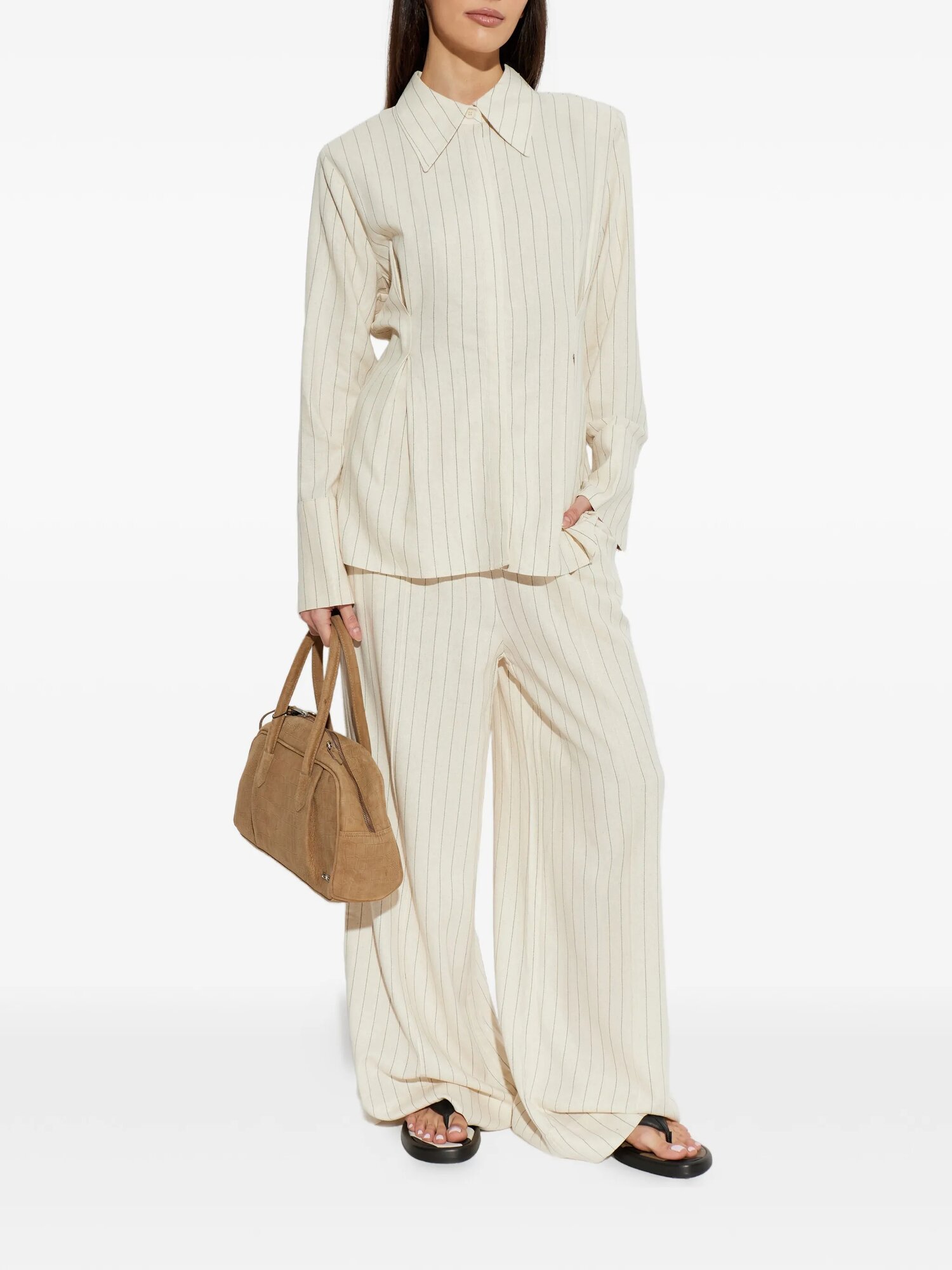 Брюки GESTUZ Pinstripe elasticated trousers, размер 34, разноцветный — фото 1
