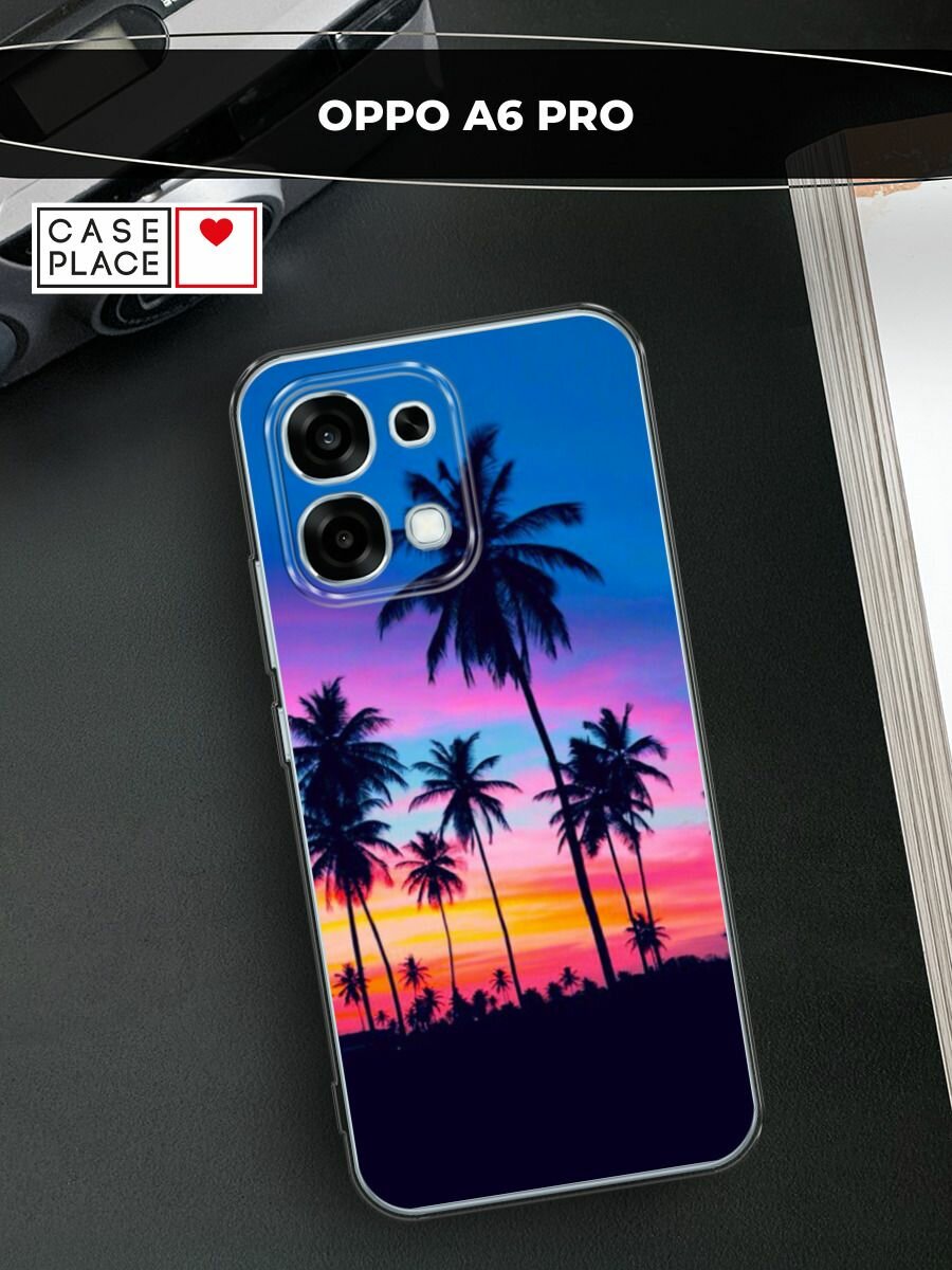 Силиконовый чехол на Oppo A6 Pro / Оппо A6 Про с принтом Закат 5