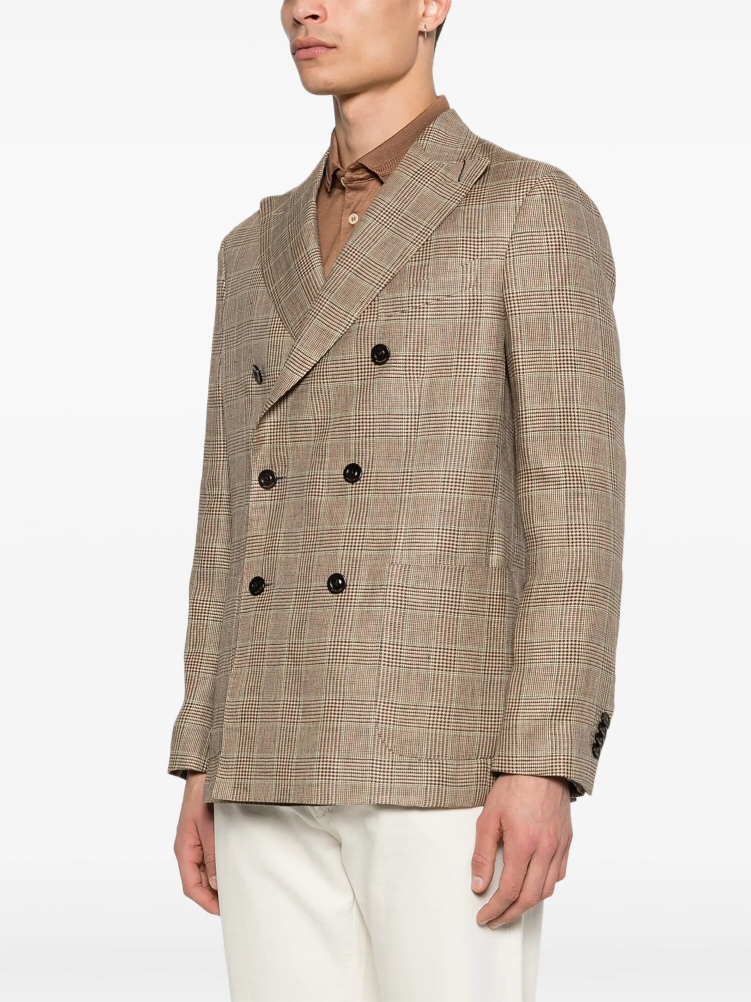 Пиджак Boglioli Check-pattern double-breasted blazer, размер 52, разноцветный — фото 1