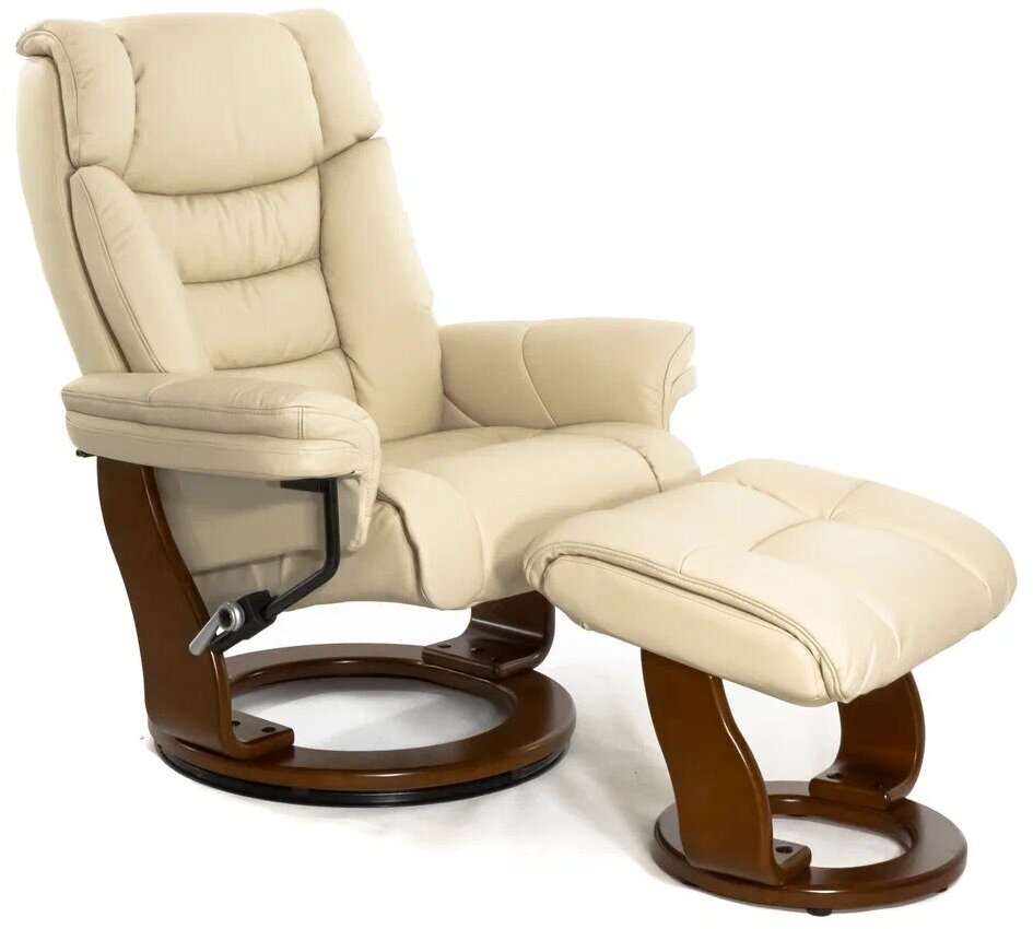 Кресло реклайнер FALTO Zuel (оттоманка, натуральная кожа, бежевый)