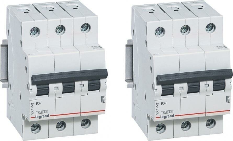 Автоматический выключатель Legrand RX3 3P 10А характеристика C (комплект из 2 шт)