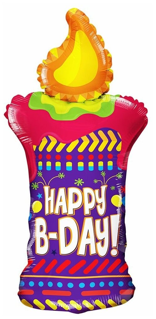 Воздушный шар фольгированный Riots фигурный, Свеча, С Днем Рождения, 91 см