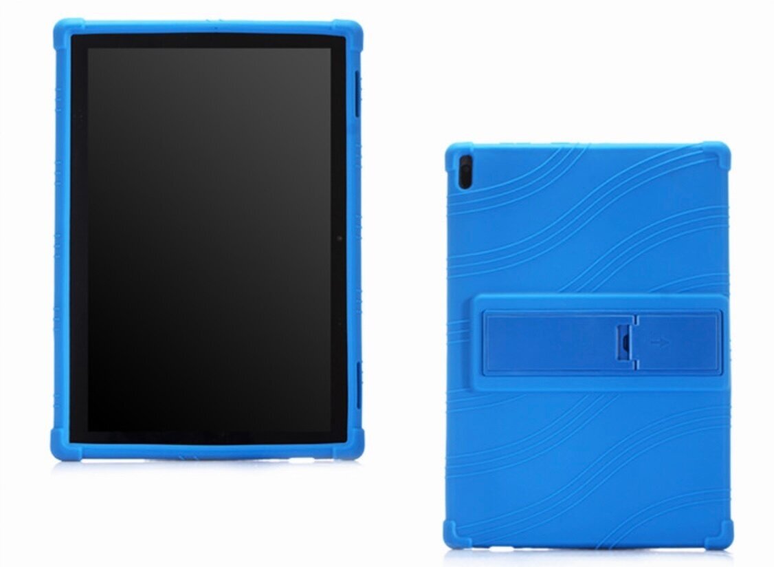 Силиконовый противоударный чехол-бампер для Lenovo Tab 4 10 Plus TB-X704L/F с подставкой креативный дизайн синий