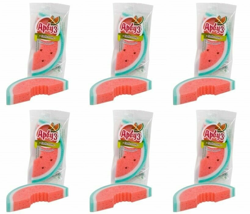 PRIDE Губка банная детская Арбуз, 6 шт. /