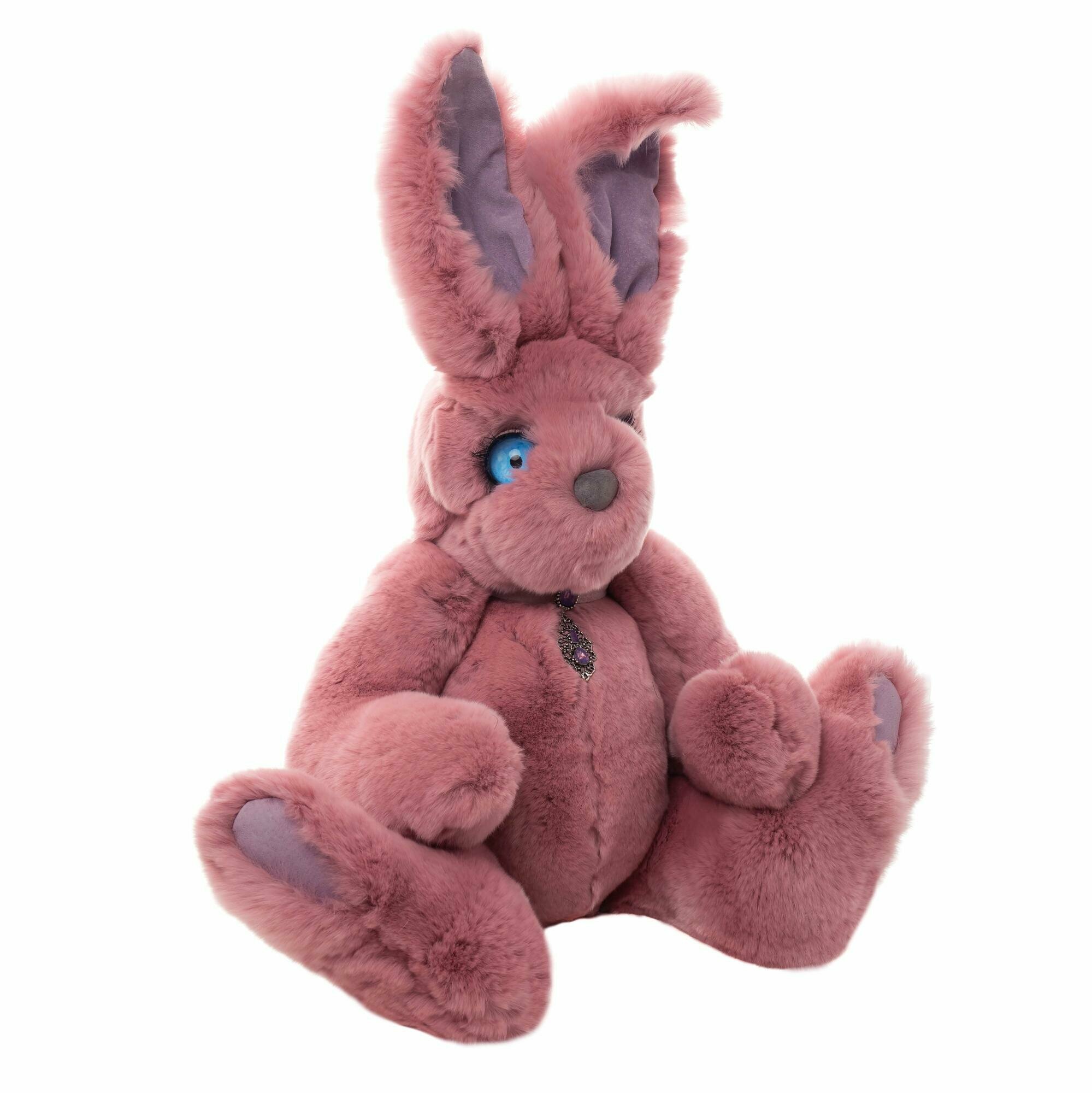 Мягкая игрушка Тедди зайка Holich Toys из натурального меха Франц розовый, пудра, зайчик, мягкие игрушки, игрушки для детей, детские игрушки, игрушки для девочек, игрушки для мальчиков