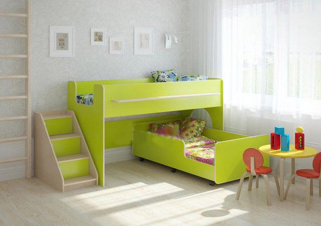 Детская кровать Л-23.4 Дуб Молочный Лайм