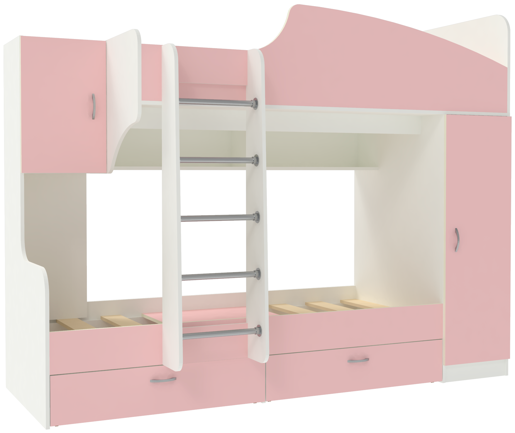 Двухъярусная кровать Юниор 2 Белый Розовый
