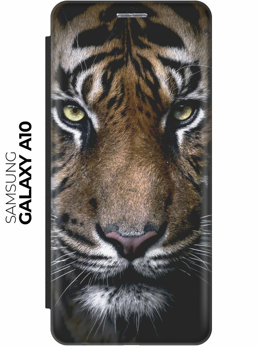 Чехол-книжка Тигр на Samsung Galaxy A10 / Самсунг А10 черный