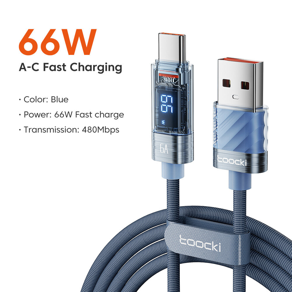 Кабель Toocki для передачи данных с цифровым дисплеем USB-Type-C 6A TXCT-ZX0G