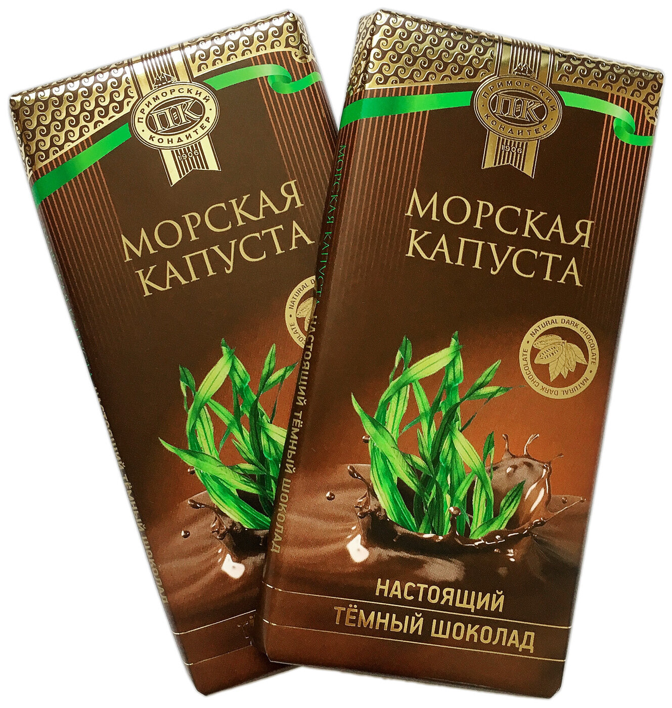 Шоколад темный "Морская капуста", "Приморский кондитер" - 2шт х 100гр, общий вес 200гр