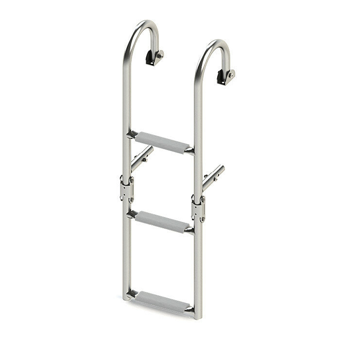 Трап складной с горизонтальным креплением 3 серые ступени ширина 200