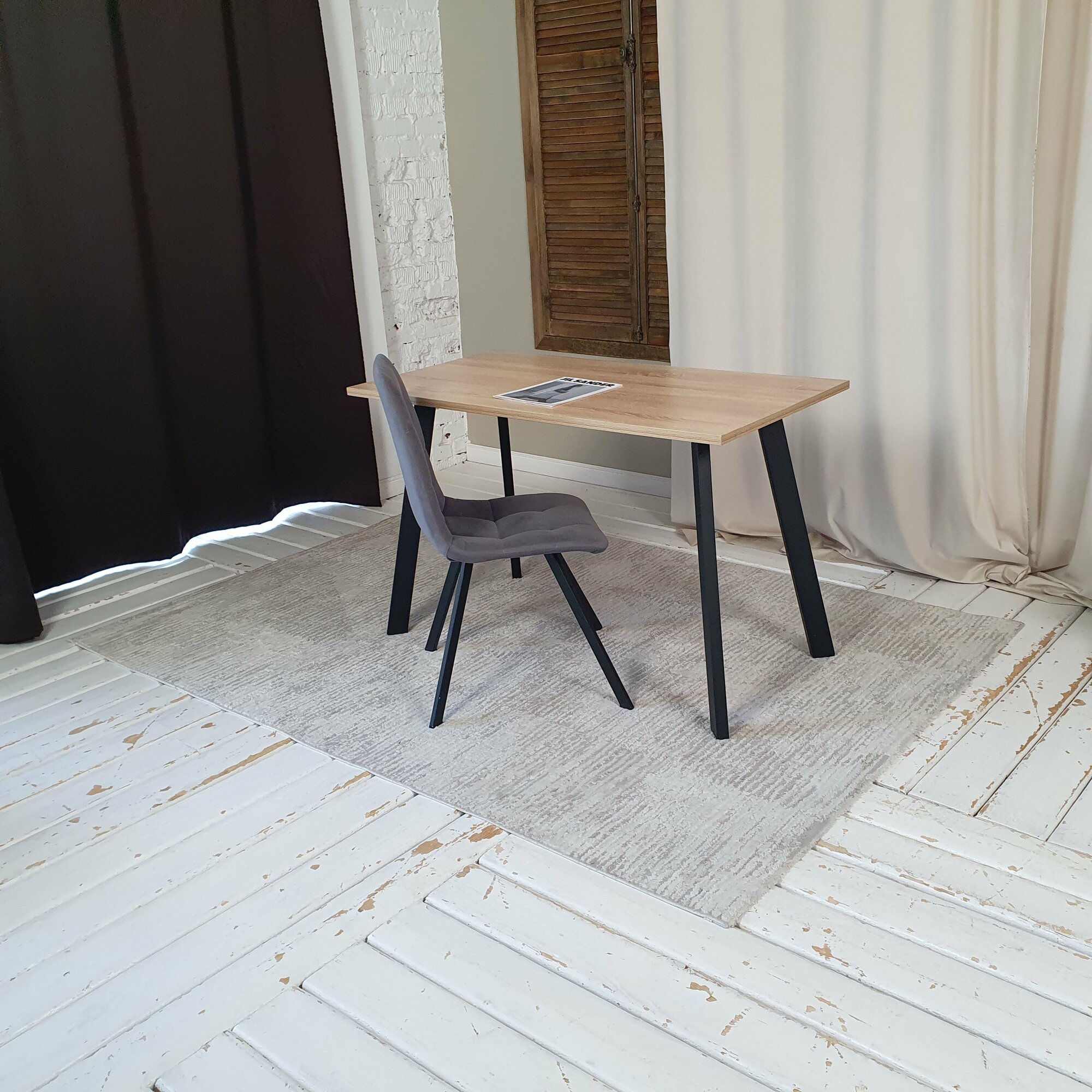 Игровой стол RostovStol Ник Дуб 120*60 см. Черные ножки