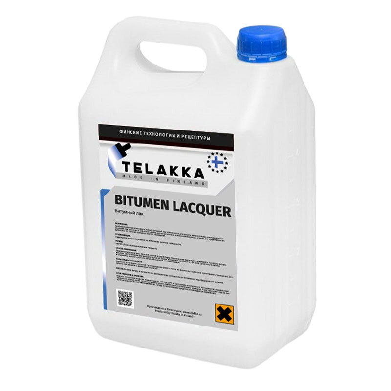 Битумный лак для металла, дерева, бетона для защиты от коррозии и от гниения снаружи и внутри TELAKKA BITUMEN LACQUER 3л