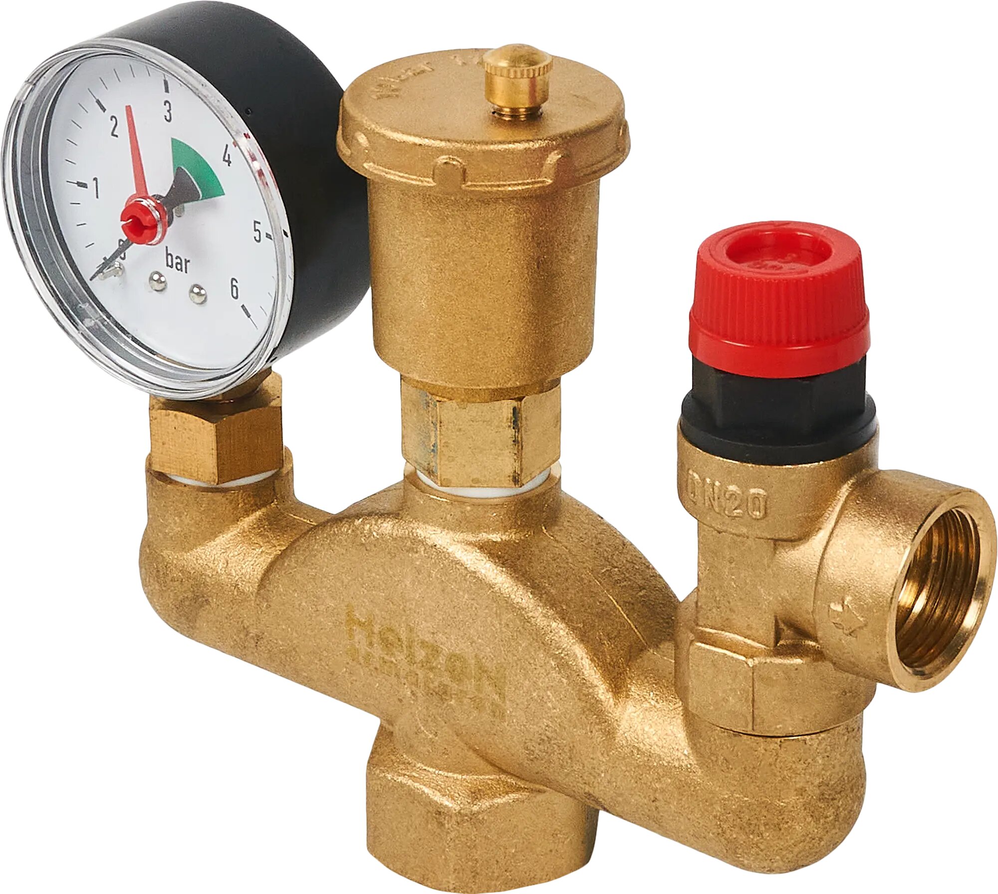 Группа безопасности Heizen 1" со сбросником 3/4" на 6 атм латунь CW617N