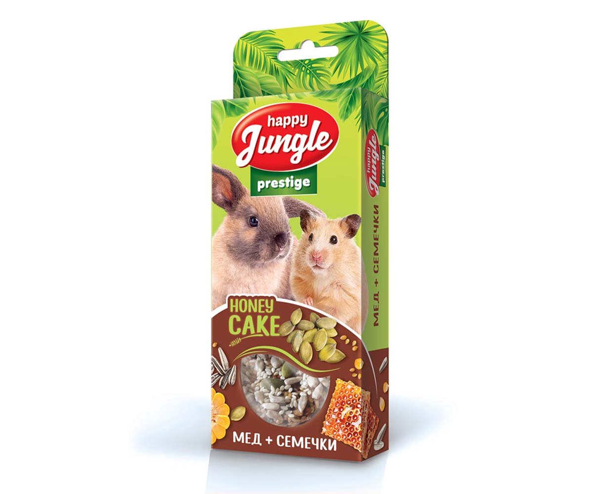 Лакомство для грызунов корзиночки Happy Jungle престиж мед/семечки 85г 3шт j504