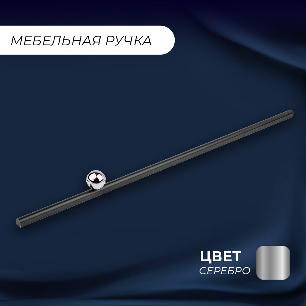 Ручка мебельная рейлинг "Шар" 500 (439 мм), черный-серебро, 1 шт.