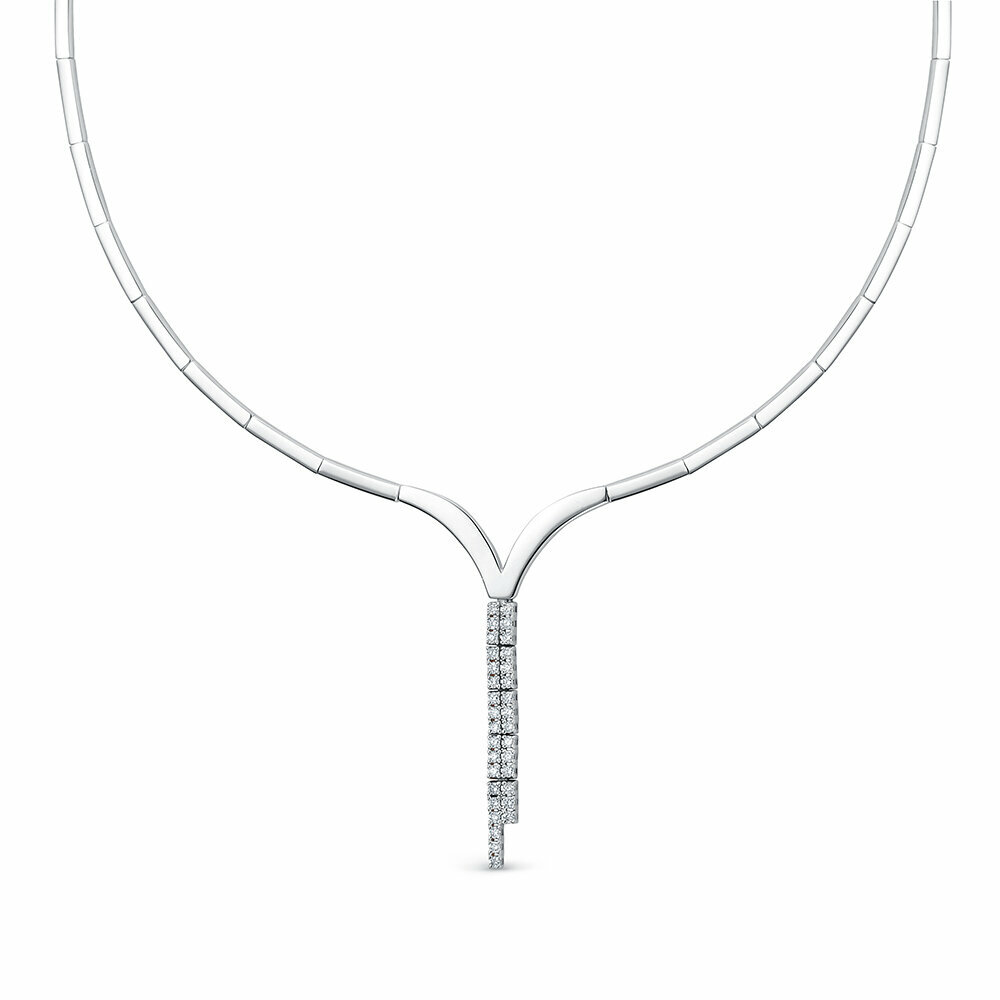 Колье, белое золото, 585 проба, родирование, бриллиант