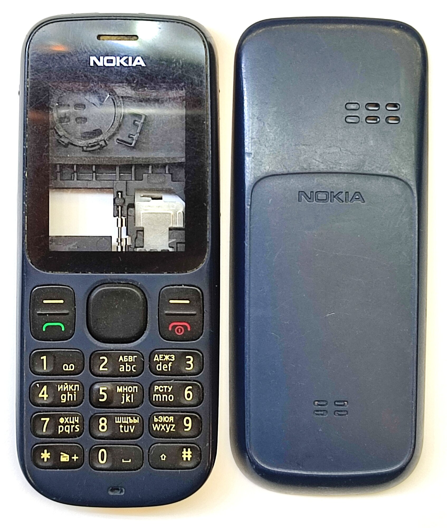 Корпус + клавиатура для телефона Nokia 101 синий