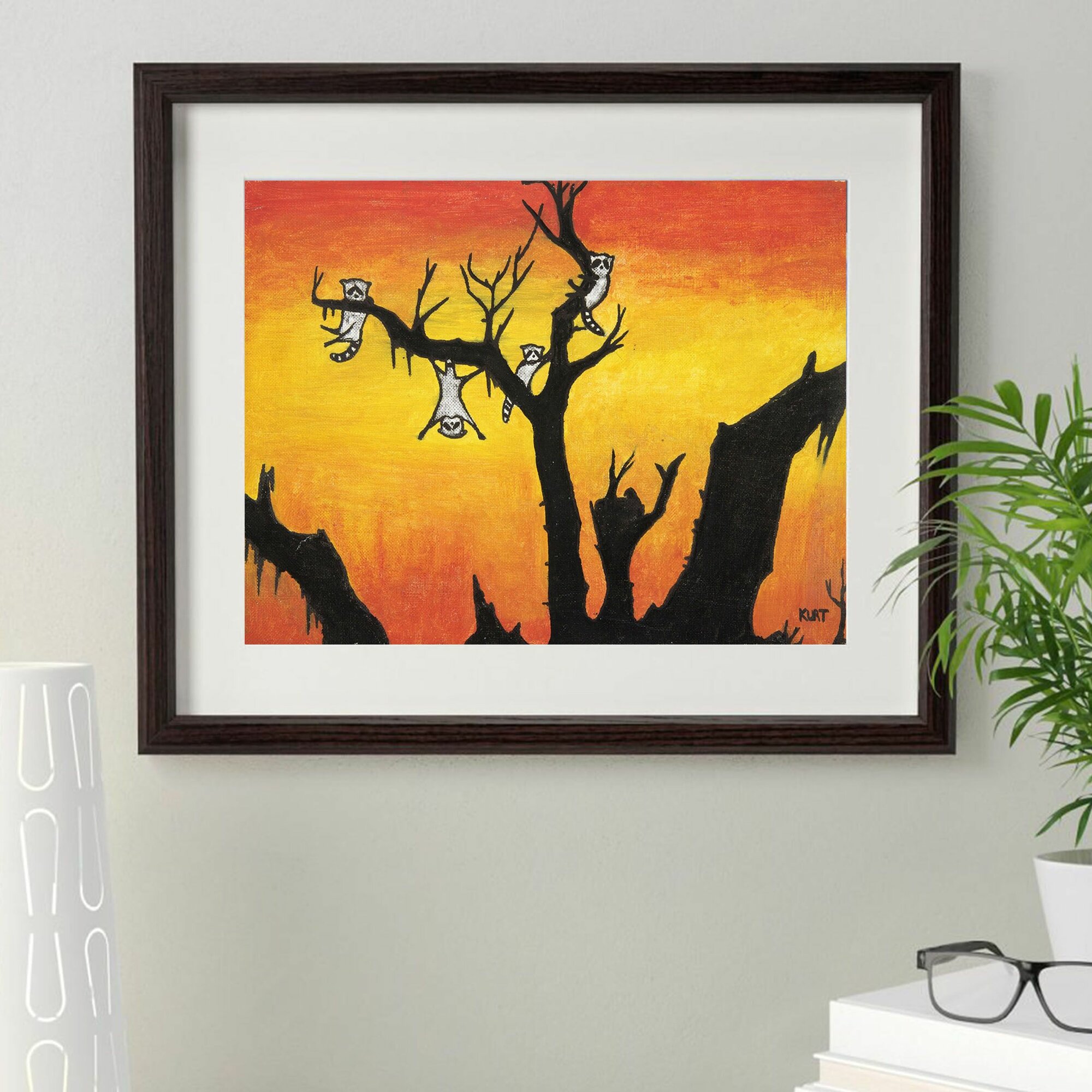 Курт Кобейн картина "4 енота" Kurt Cobain 4 raccoons - А3 без рамы