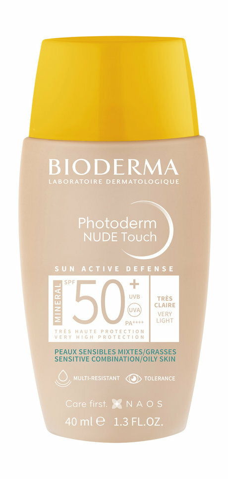 Bioderma Photoderm Nude Touch Sun Active Defense SPF 50+ Cолнцезащитный тонирующий матирующий флюид очень светлого оттенка 40мл