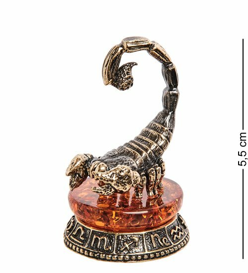Фигурка Знак зодиака-Скорпион (латунь, янтарь) AM-2737 113-709464
