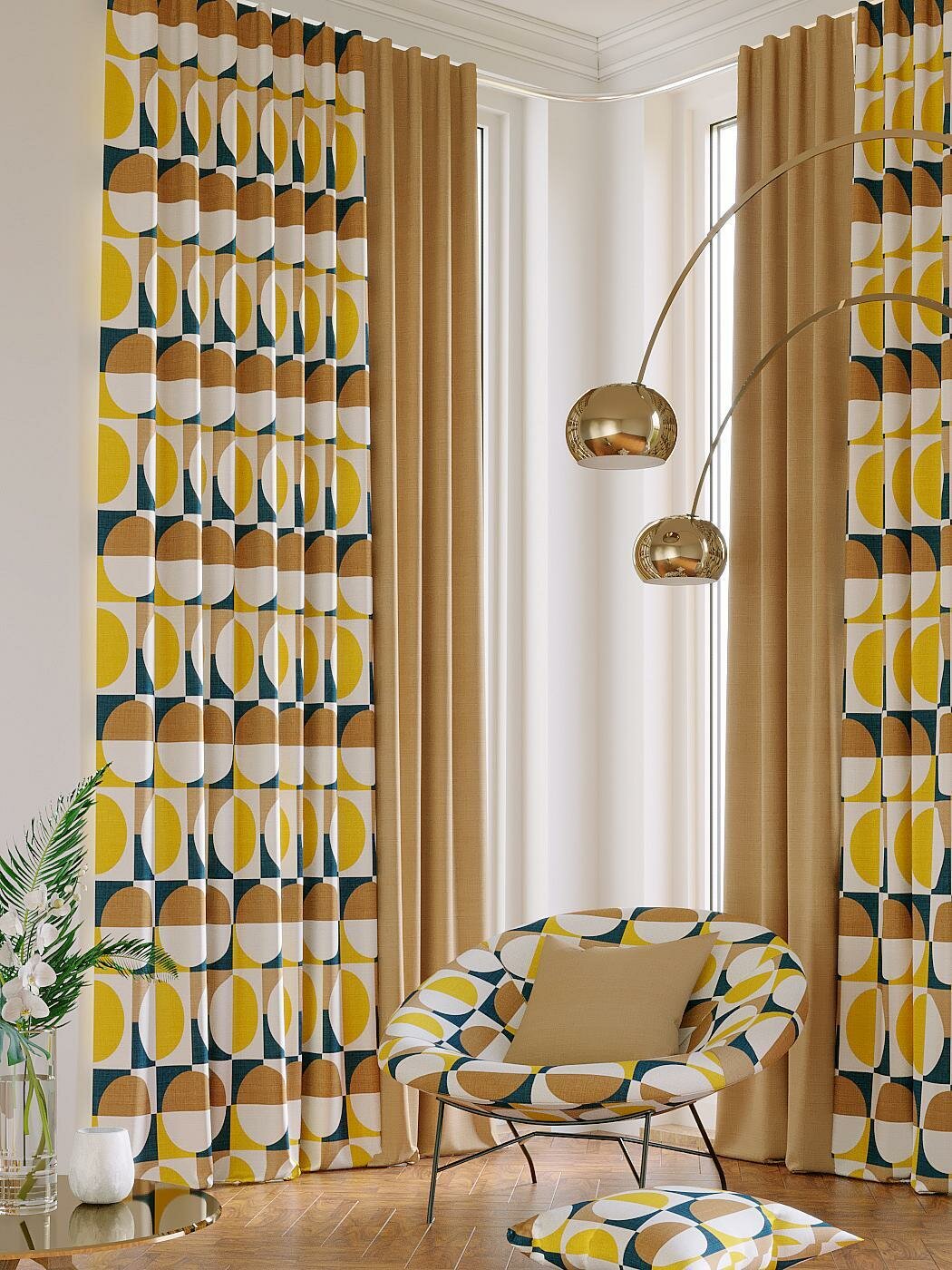 Комплекты штор AT HOME Милуорт высота 280 см, ширина 220 см, крепление - шторная лента, Бежевый