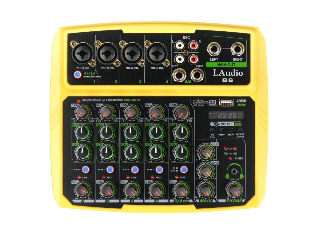 Микшерный пульт LAudio B6, 6-канальный, эквалайзер, фантомное питание