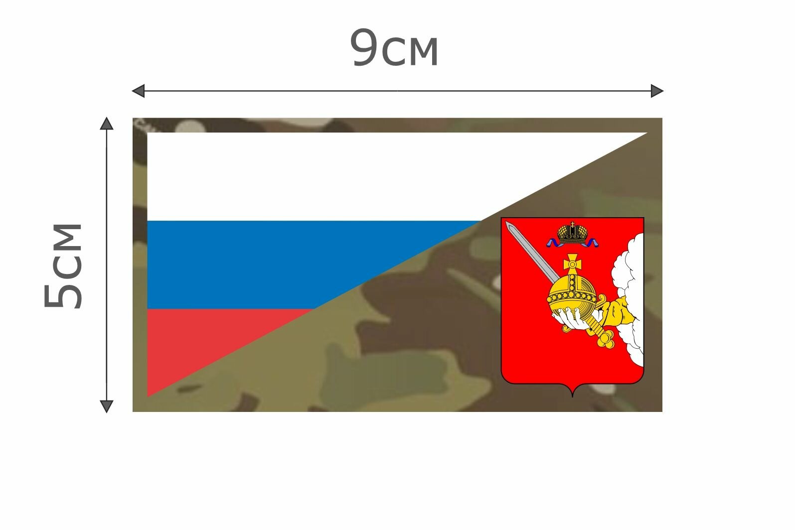 Ф035MC Нашивка , патч (шеврон) MC Флаг РФ Вологодская область 5*9 см