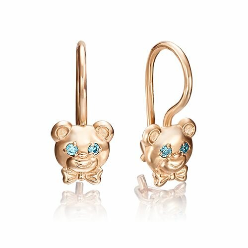 Серьги, красное золото, 585 проба, фианит