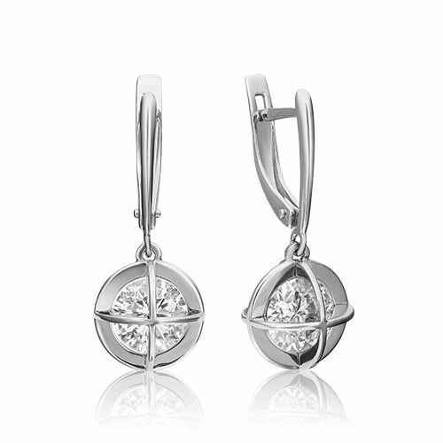 Серьги, белое золото, 585 проба, родирование, фианит