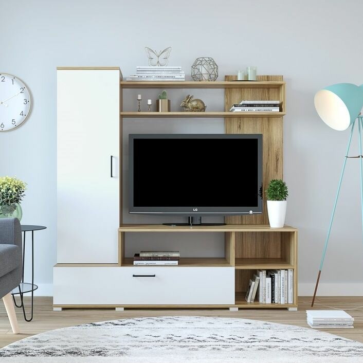 Гостиная Горизонт "Лима", 1500х1500х440 мм, Дуб золотой / белый